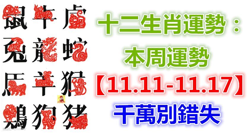 十二生肖運勢：本周運勢【11.11-11.17】千萬別錯失！ - sb123 | FUN01 創作分享